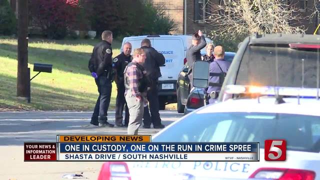 1 in custody, 1 sought in Nashville crime spree